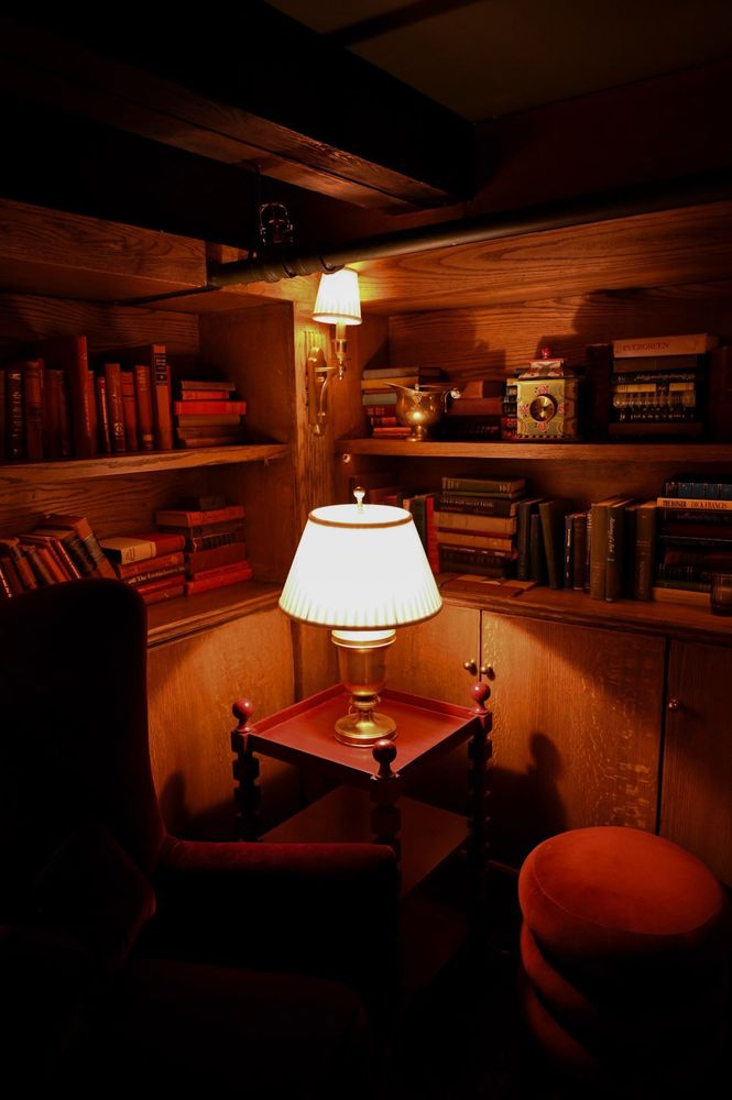 A Vintage-Inspired Cozy & Moody Library Lounge for Meetings, Receptions ...